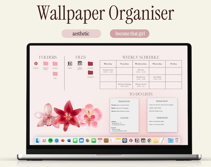 Aesthetic Desktop Wallpaper Organizer + Laptop Plan for College Student ...