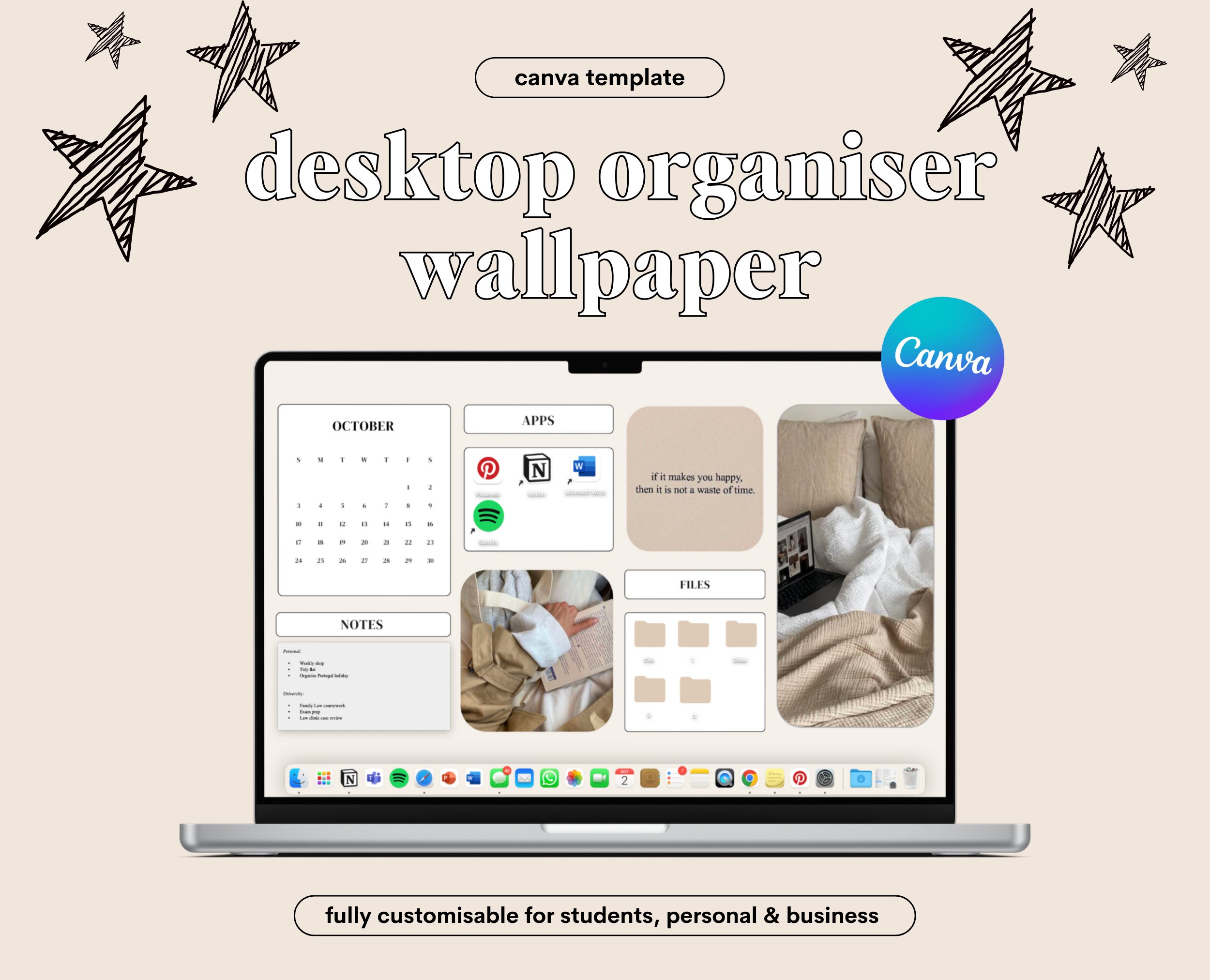 Aesthetic Desktop Wallpaper Organizer 2023/2024 Calendar - Etsy Australia