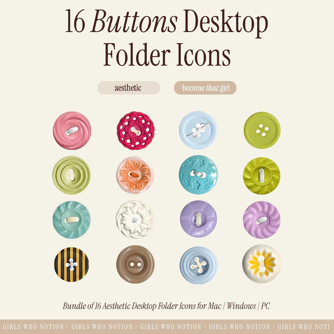 Desktop Icon Folder Button Bundle | Aesthetic Macbook, Imac, Windows ...