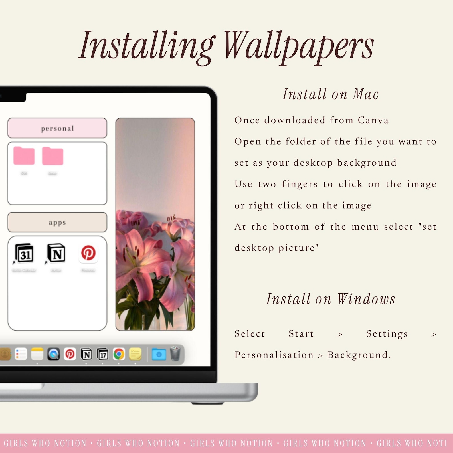Aesthetic Pink Desktop Wallpaper Organizer + Laptop Plan for College ...