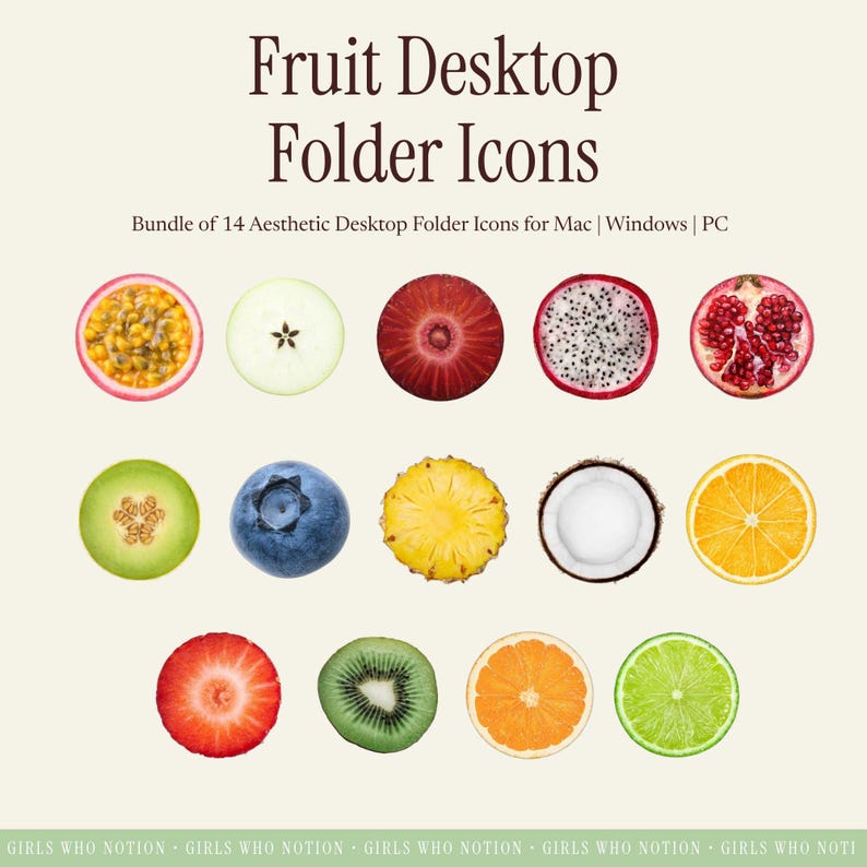 Desktop Icon Folder Fruit Bundle | Aesthetic Macbook, Imac, Windows ...