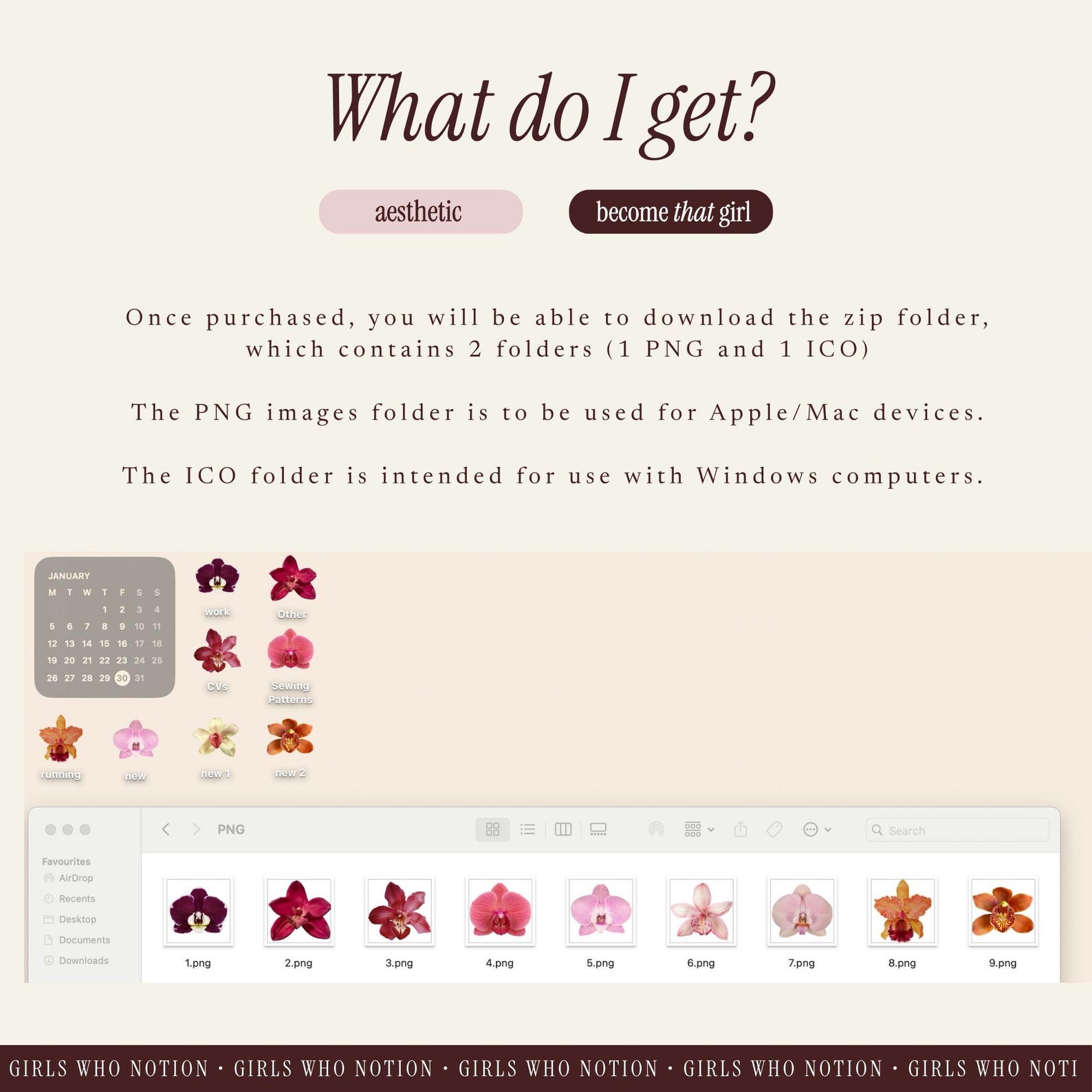Flower Desktop Folder Icons | 12 Aesthetic Flower Icons | Mac & Windows ...