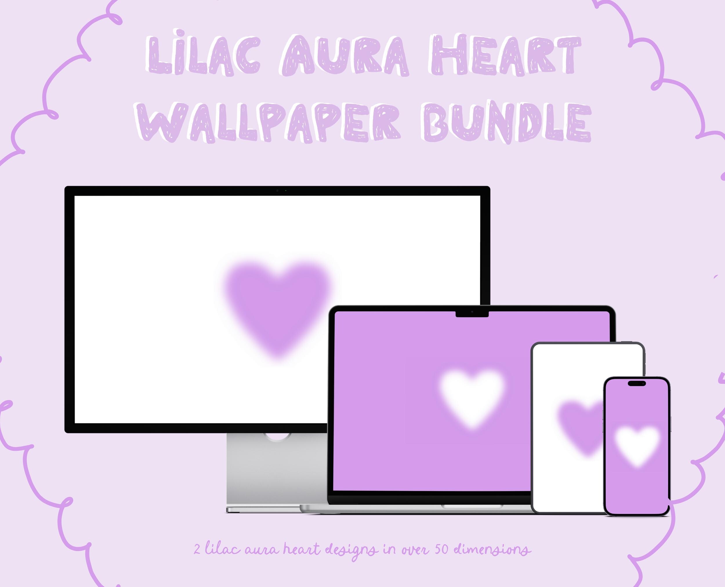 Lilac Aura Heart Gradient Digital Wallpaper Aesthetic Macbook, Imac ...