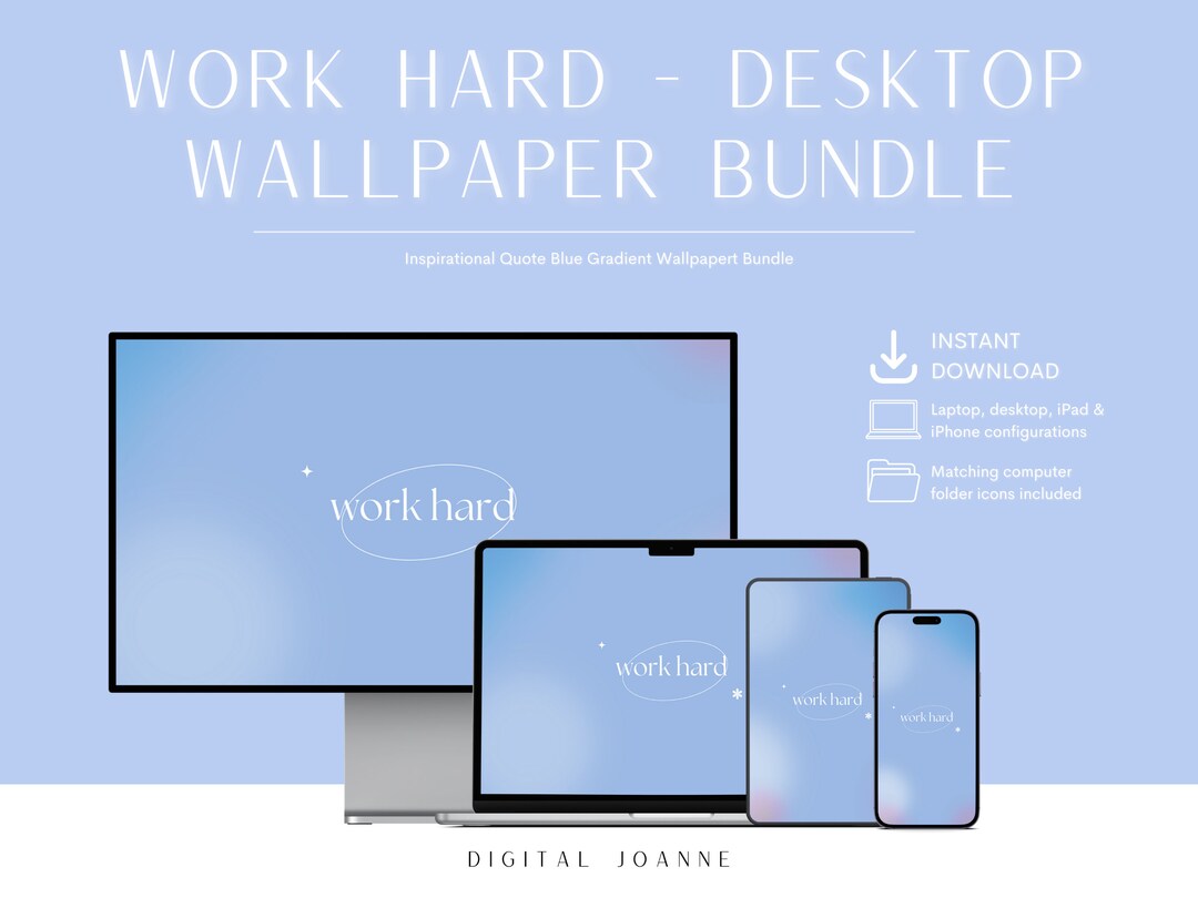 Blue Gradient Inspirational Quote Digital Wallpaper - Etsy