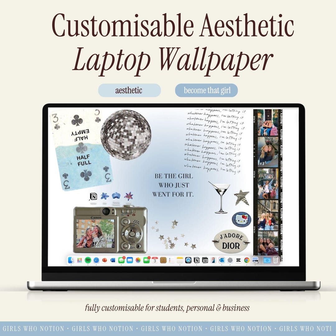 2026 Blue Aesthetic Desktop Wallpaper for Canva | Customisable MacBook ...