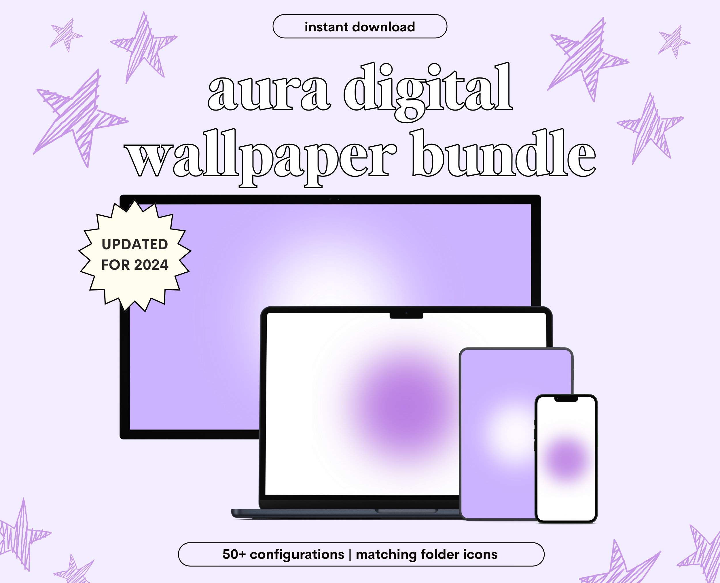 Lilac Purple Aura Gradient Digital Laptop Wallpaper Aesthetic Desktop ...