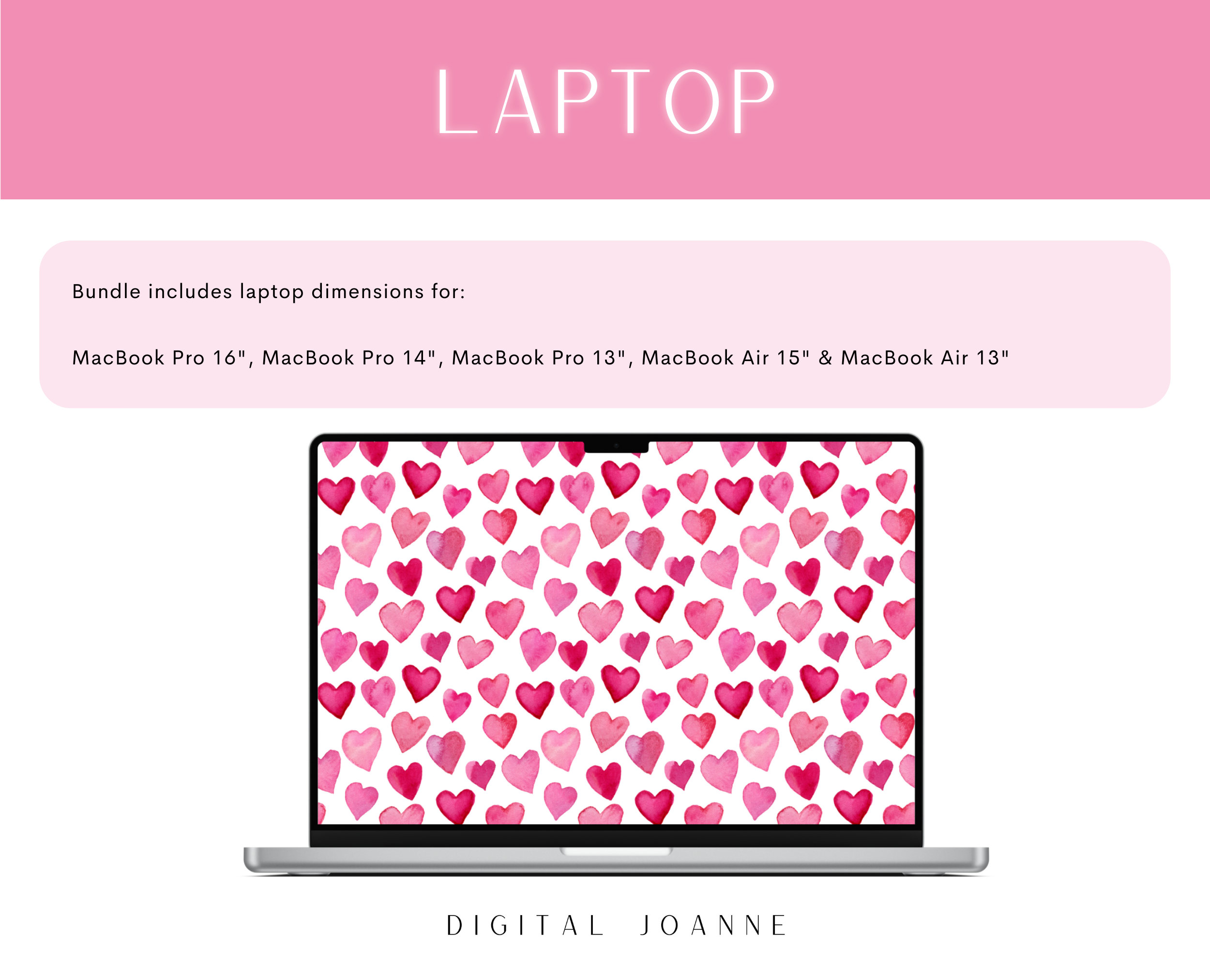 Pink Heart Digital Wallpaper | Aesthetic Watercolour Macbook, Imac ...