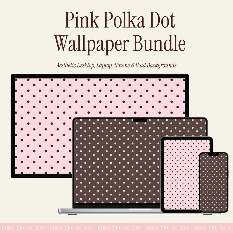 Pink Polka Dot Wallpaper Bundle | Aesthetic Desktop Laptop MacBook ...