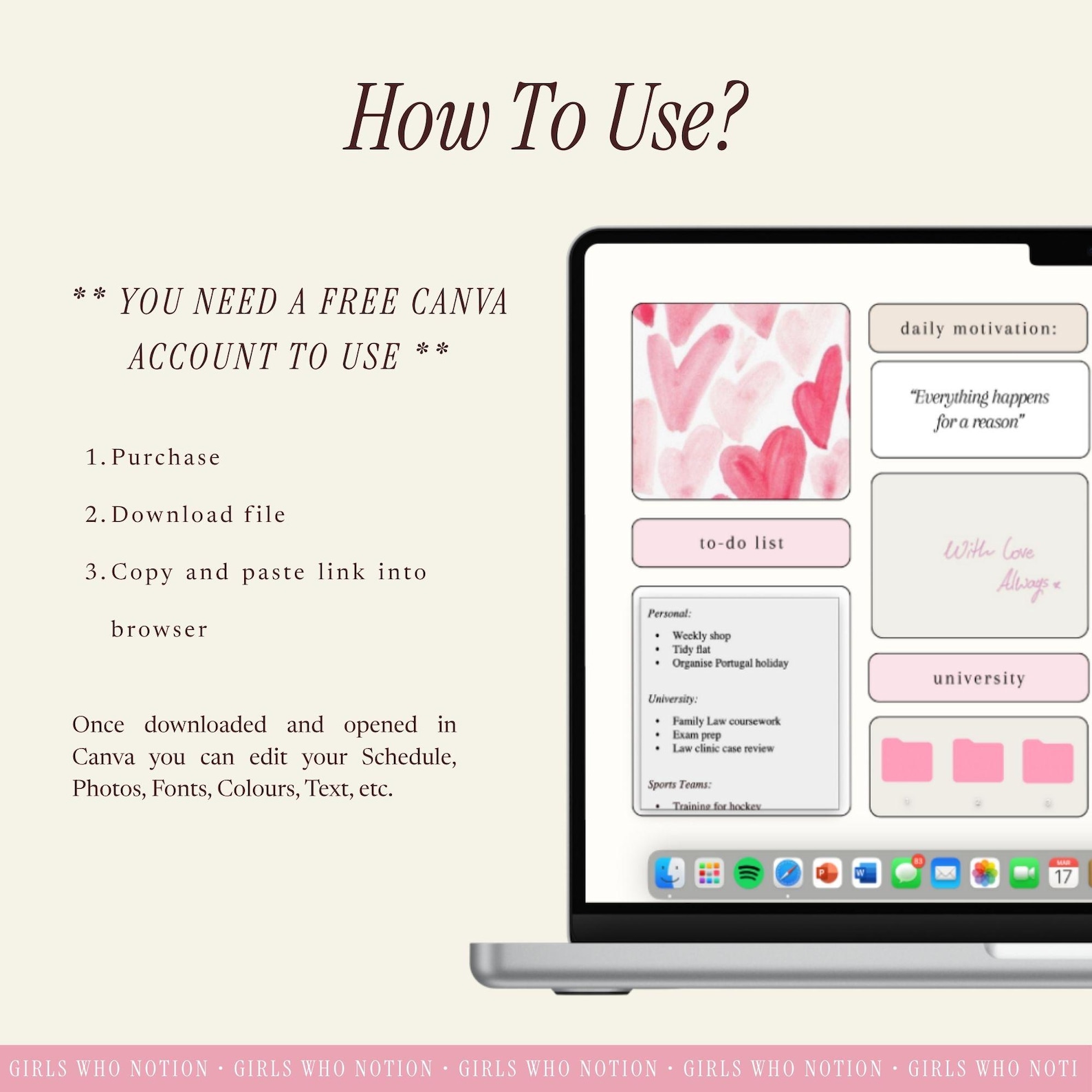 Aesthetic Pink Desktop Wallpaper Organizer + Laptop Plan for College ...