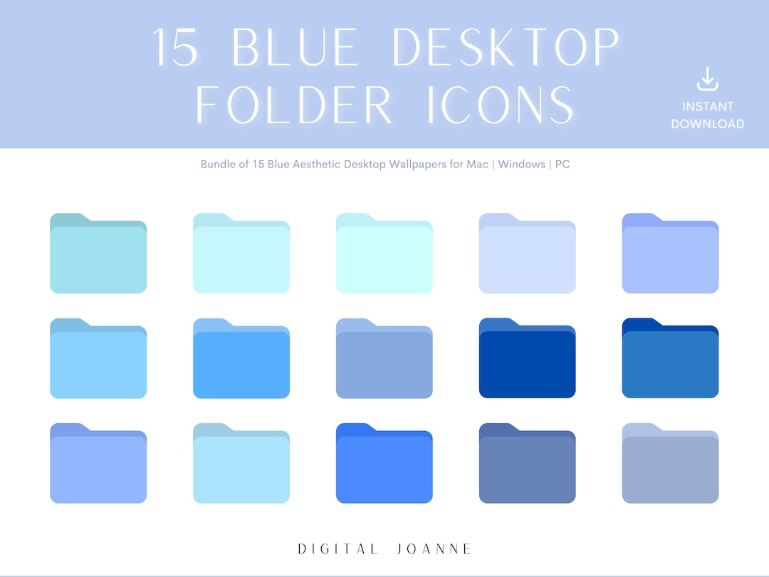 Desktop Icon Folder Bundle Blue Aesthetic Macbook, Imac, Windows & PC ...