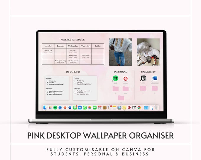 Aesthetic Desktop Wallpaper Organizer + Laptop Plan for College Student ...