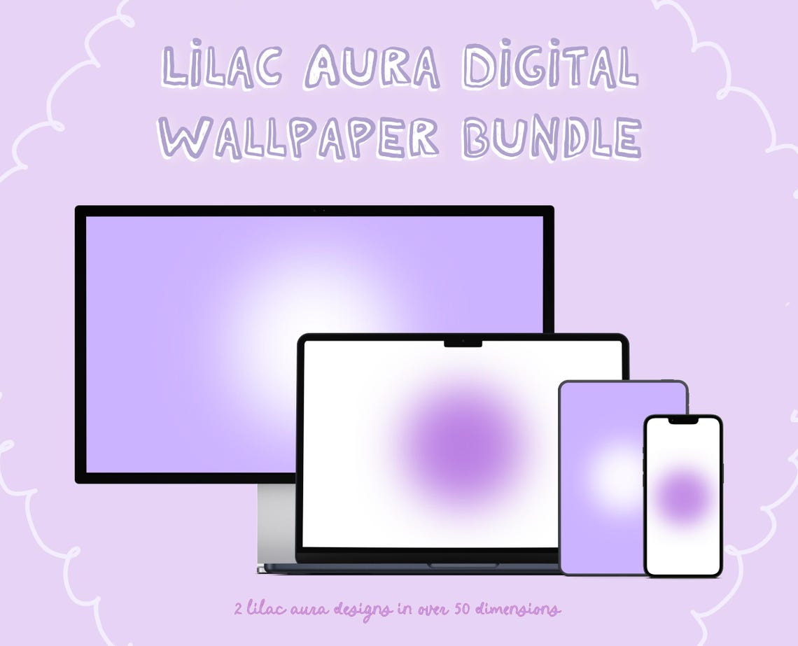 Lilac Purple Aura Gradient Digital Laptop Wallpaper Aesthetic Desktop ...
