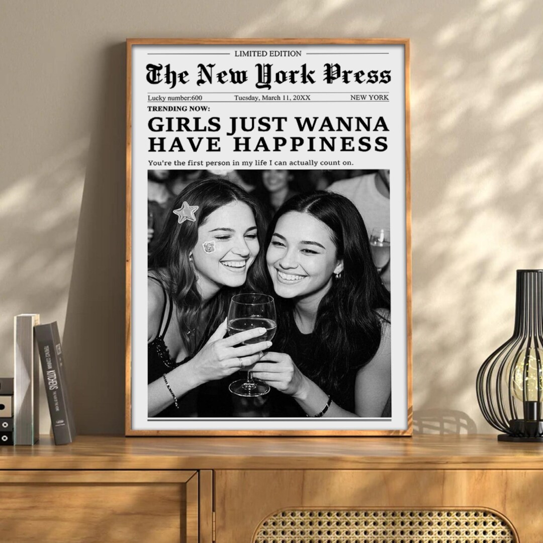 Custom Newspaper Print, Personalized Friendship Wall Art, Vintage ...