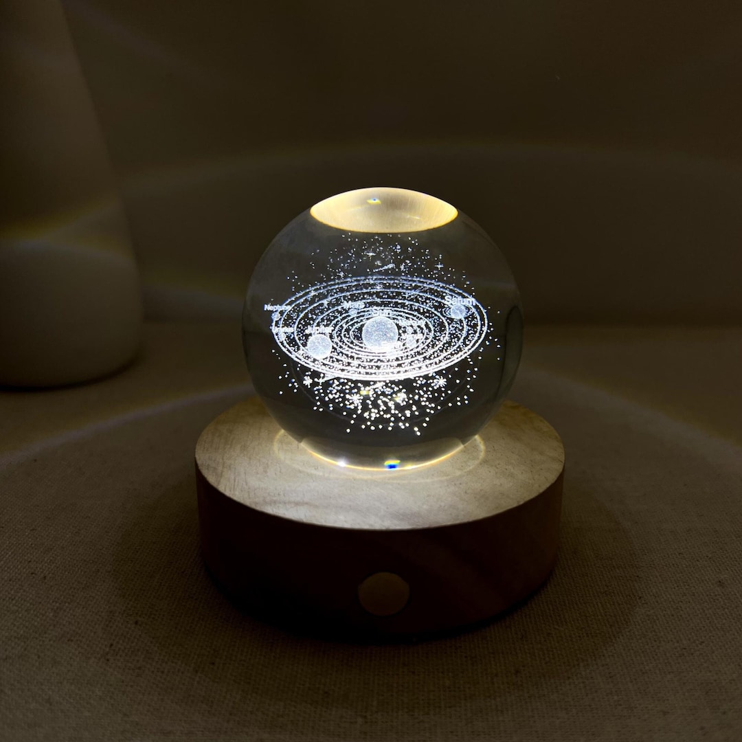 Custom Solar System Night Light, Planet Glass Globe Lamp, Astronomy ...