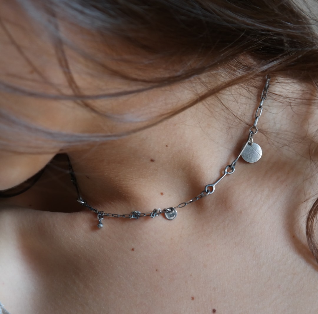 Choker Sterling Silver Necklace, Handmade Necklace, Modern Jewelry, 925 ...