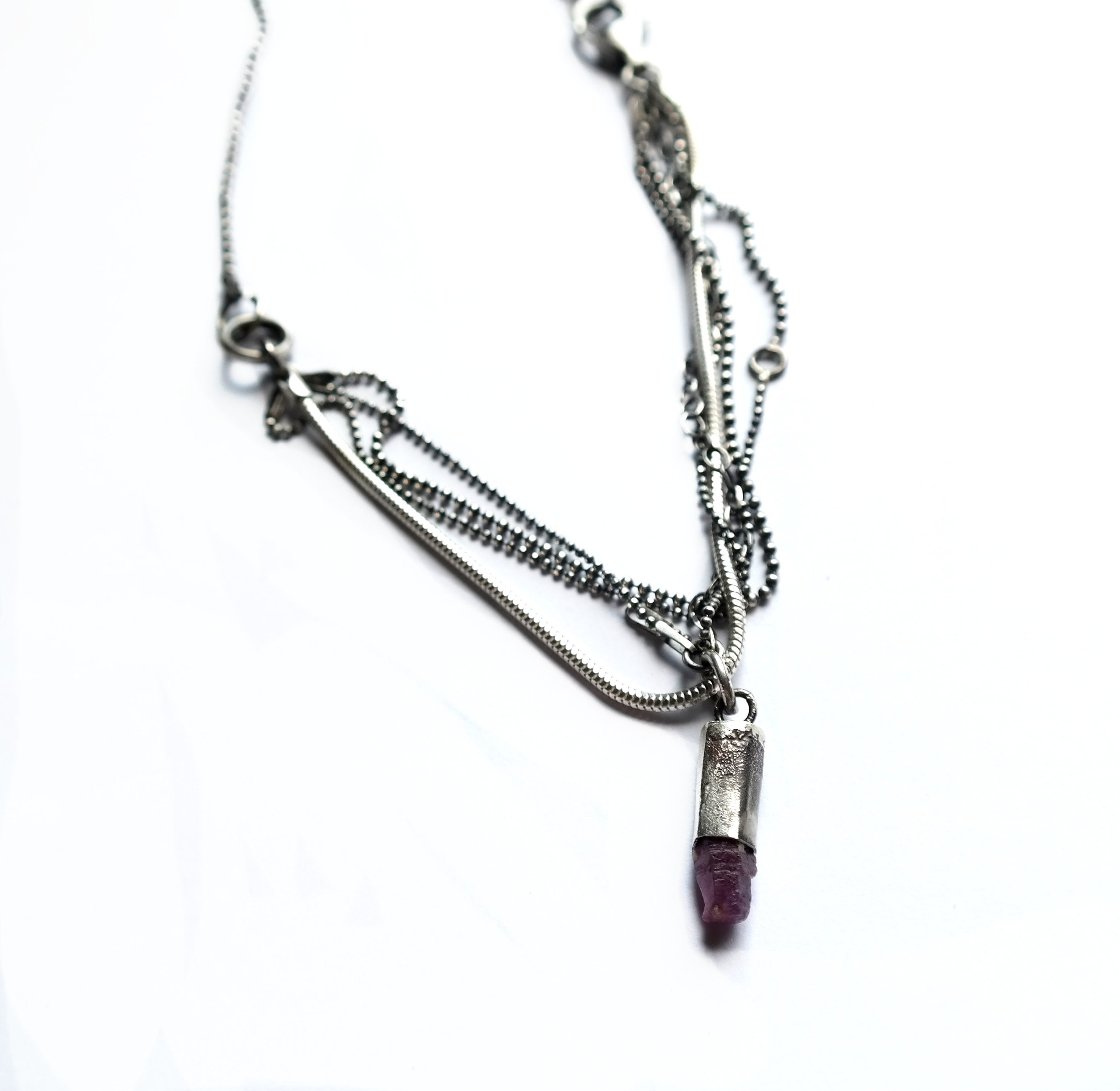 Layered Necklace Silver Raw Ruby Sterling Silver Necklace | Etsy