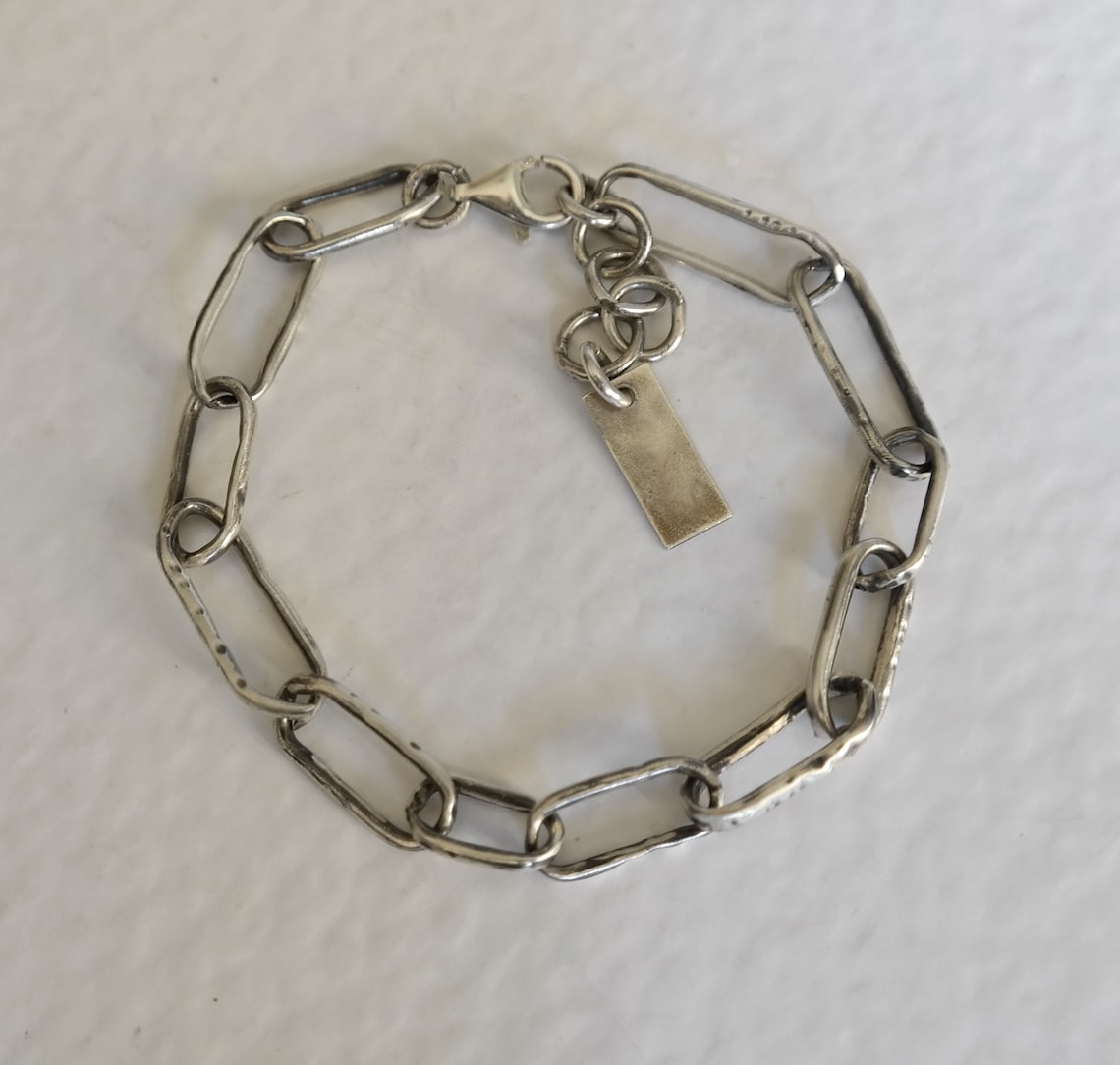 Solid Sterling Silver Men's Bracelet, Handmade 925 Silver, Raw Silver ...