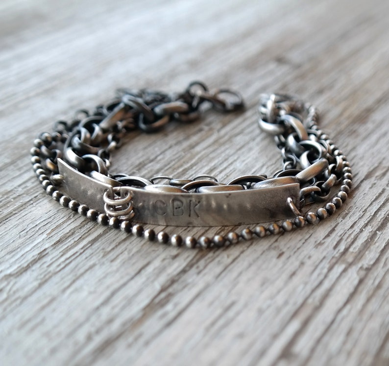 Men's Sterling Silver Bracelet, Bold Bracelet, Handmade Multi Strand ...