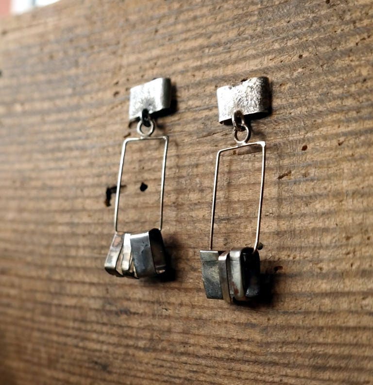 Rustic Silver Dangle Earrings Handmade Jewelry Raw Silver - Etsy Israel