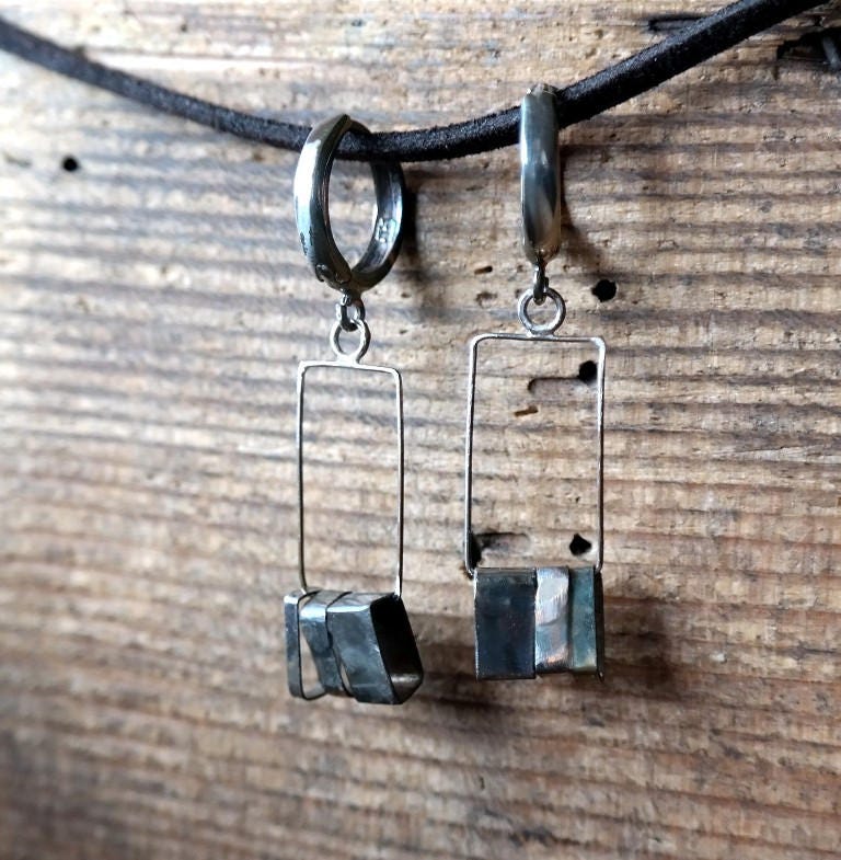 Raw Sterling Silver Earrings Handmade Jewelry Long Silver - Etsy