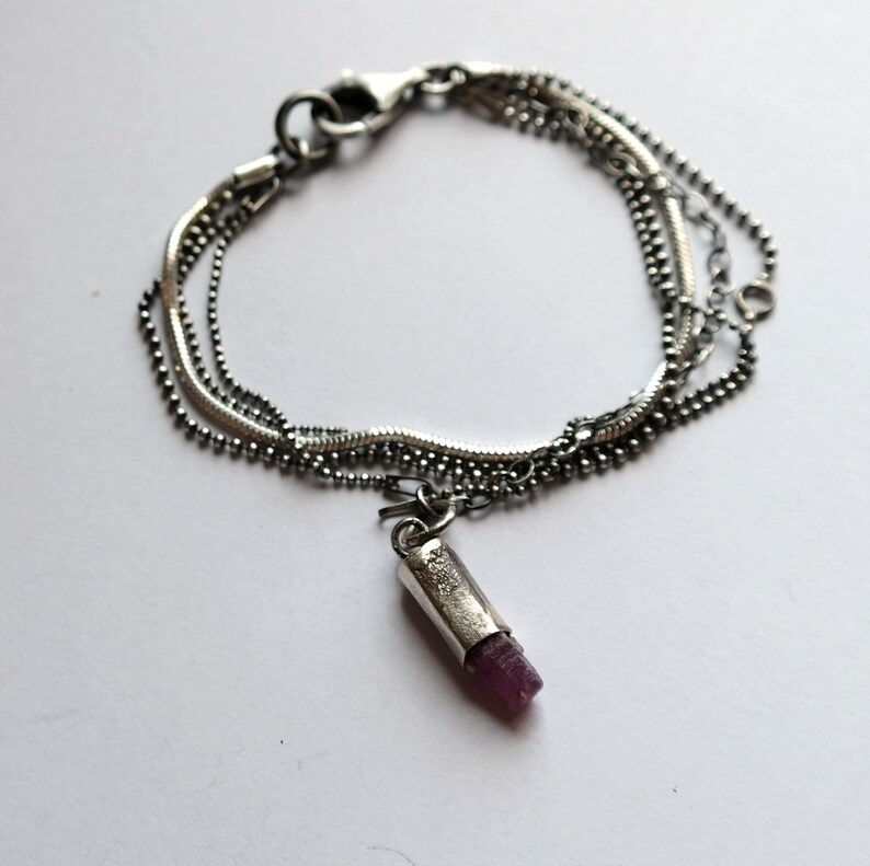 Raw Ruby Bracelet 925 Sterling Silver Chains Fine Silver - Etsy