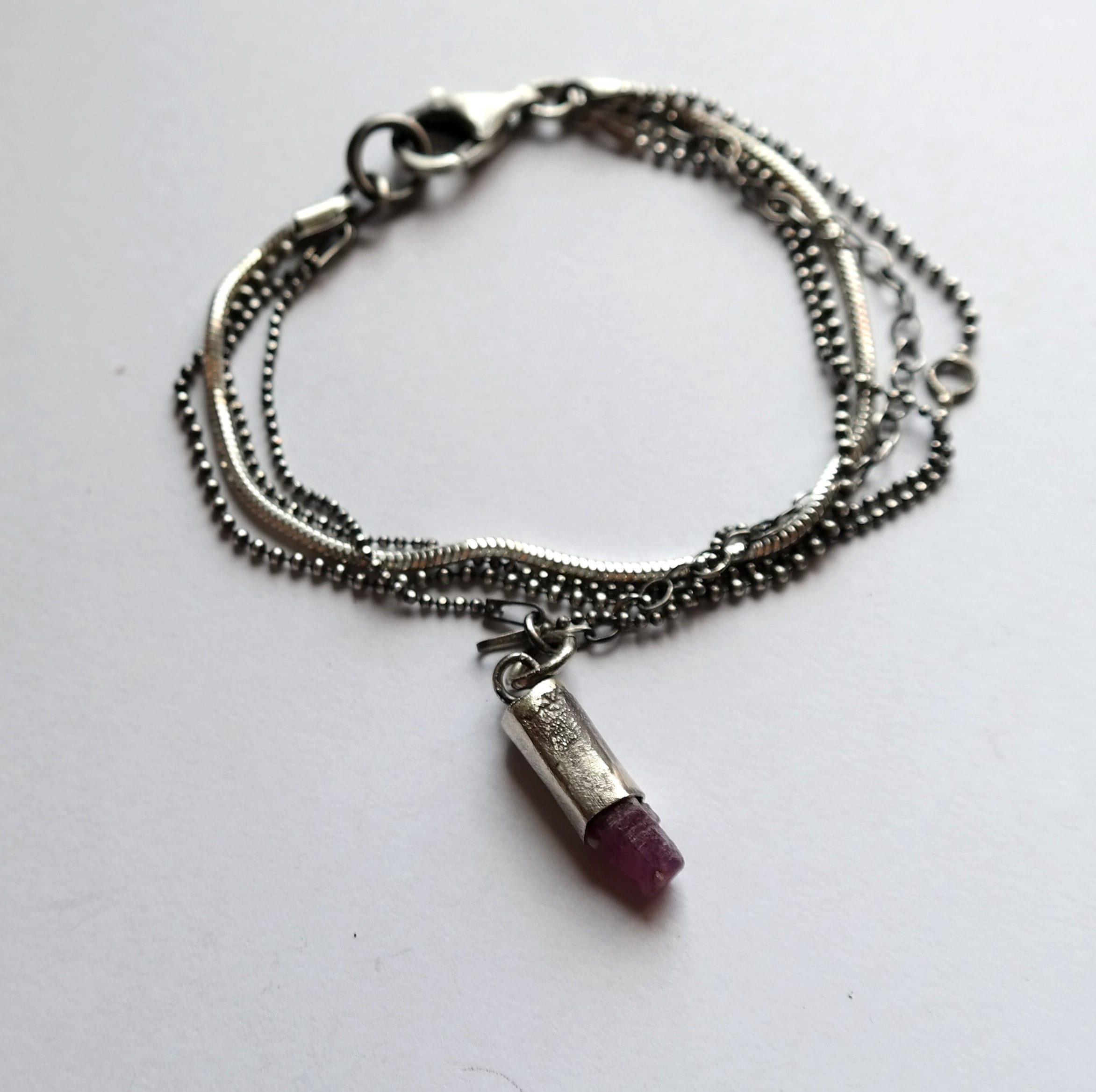 Raw Ruby Bracelet 925 Sterling Silver Chains Fine Silver | Etsy