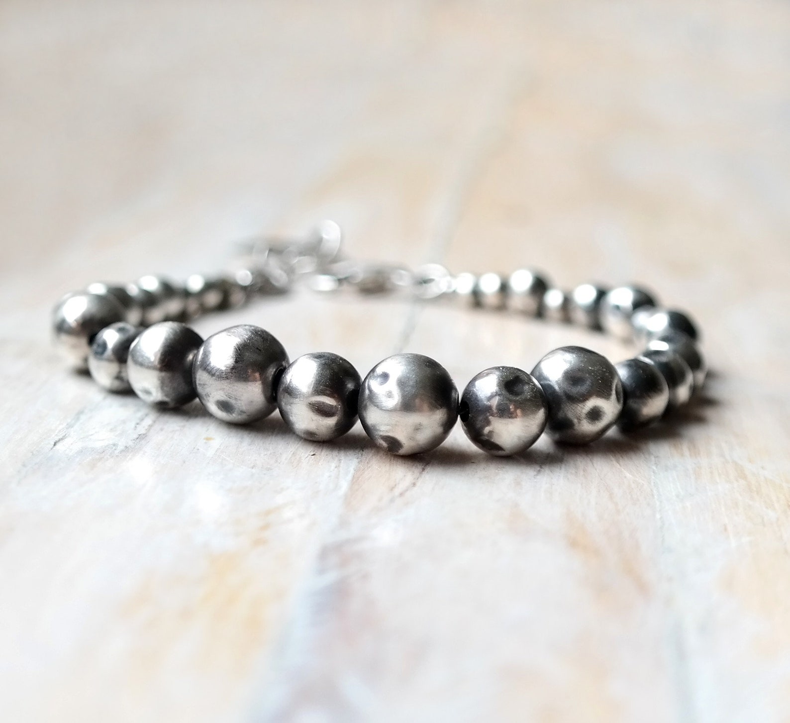 Sterling Silver Bead Bracelet Everyday Wear Casual Bracelet. - Etsy