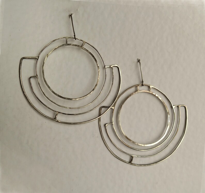 Statement Hoop Earrings Sterling Silver Large Hoop Modern - Etsy