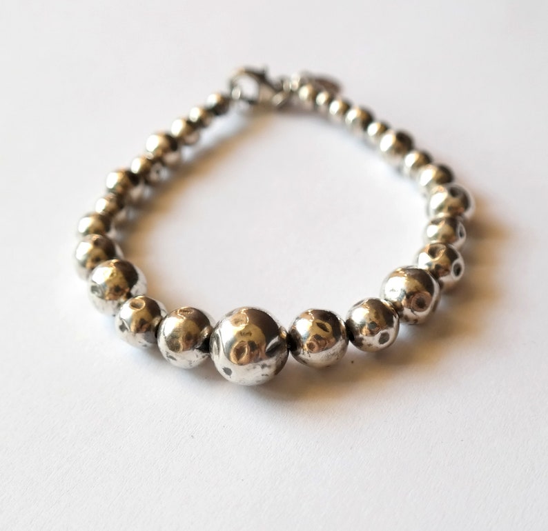 Sterling Silver Bead Bracelet Everyday Wear Casual Bracelet. - Etsy