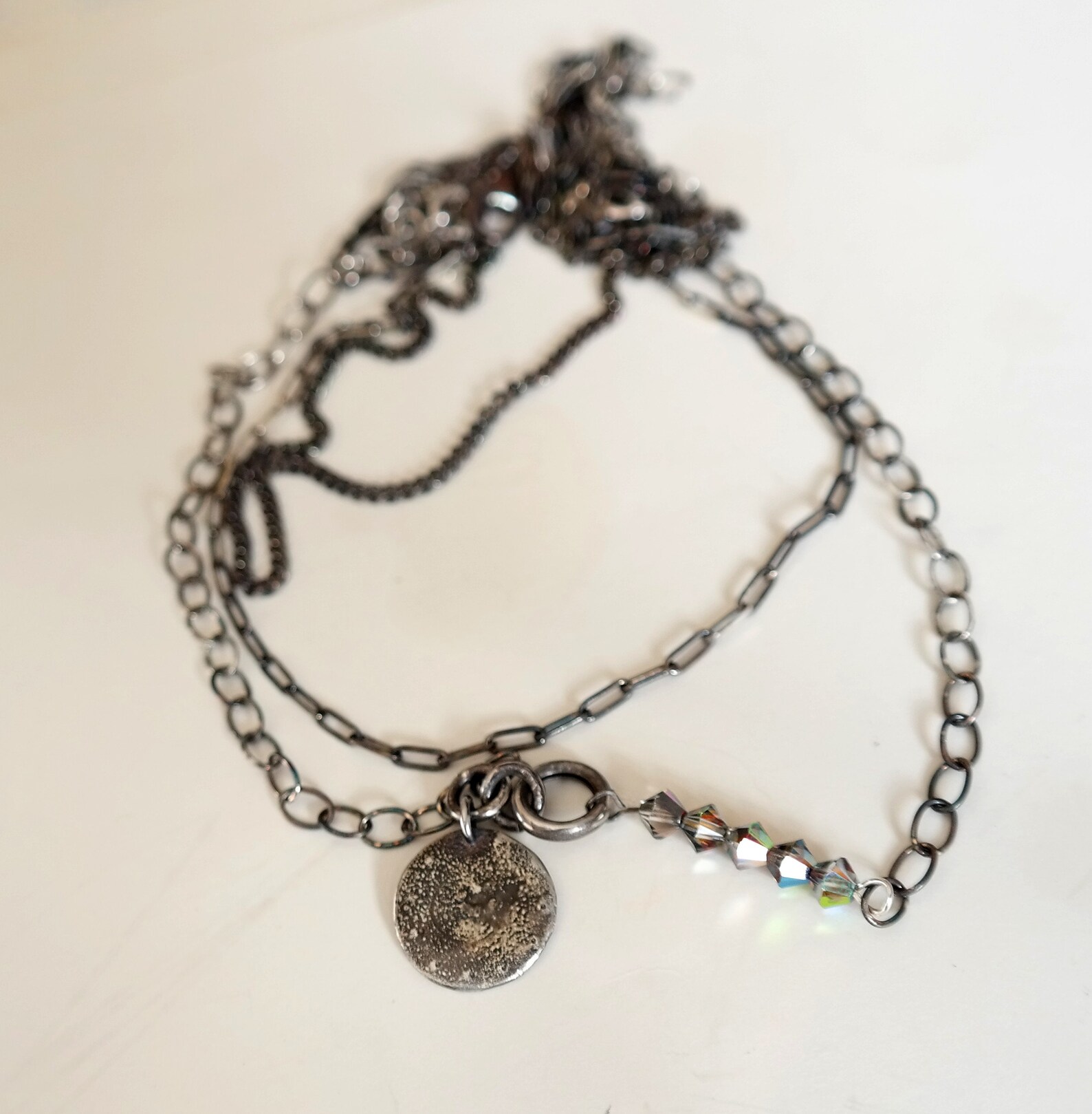 Sterling Silver Necklace, Silver Jewelry, Multi Strand Disc Necklace - Etsy
