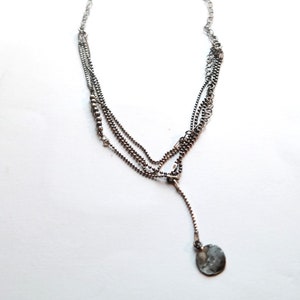Sterling Silver Multi Strand Necklace With Handmade Silver Disk ...
