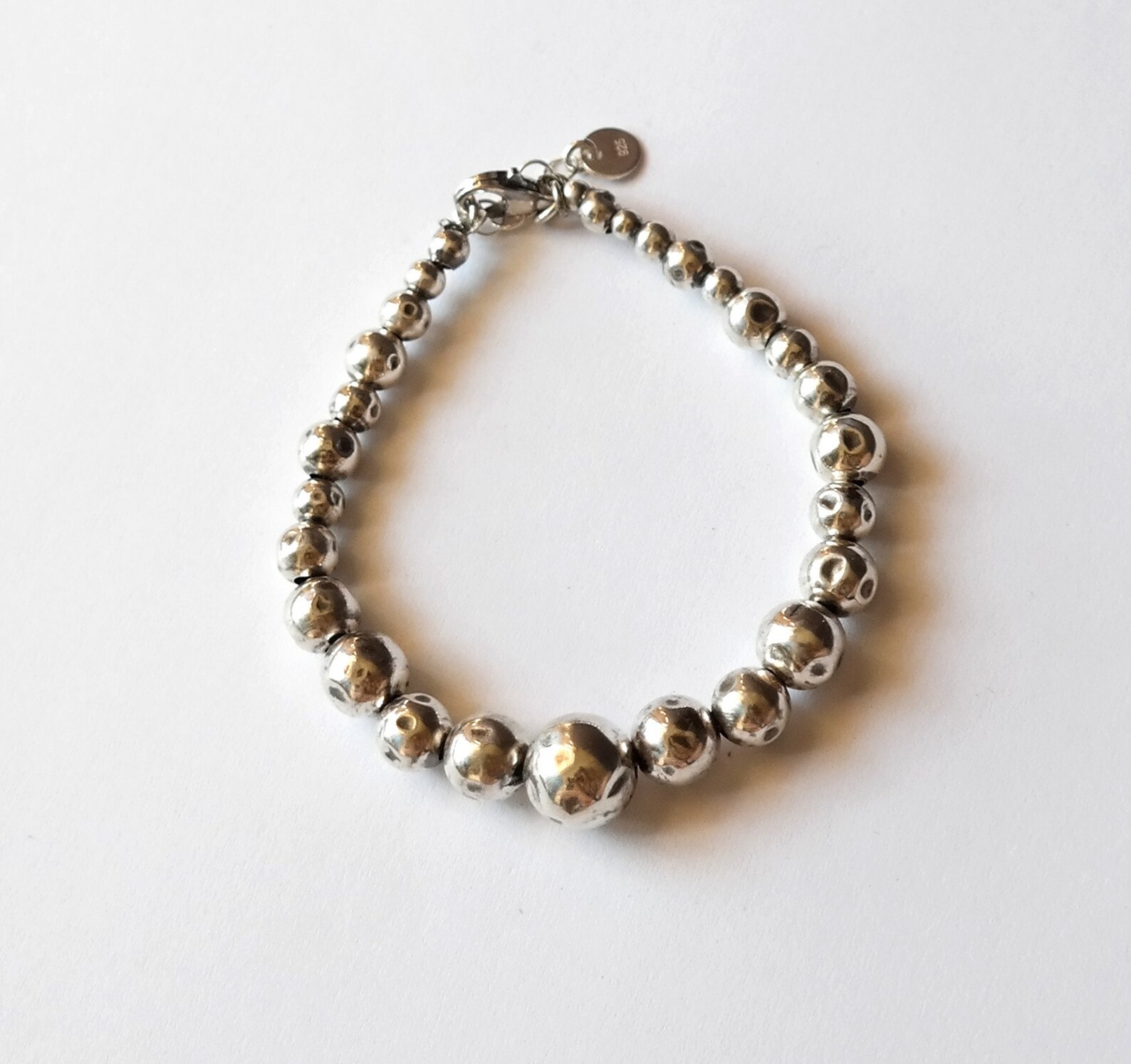 Sterling Silver Bead Bracelet Everyday Wear Casual Bracelet. - Etsy