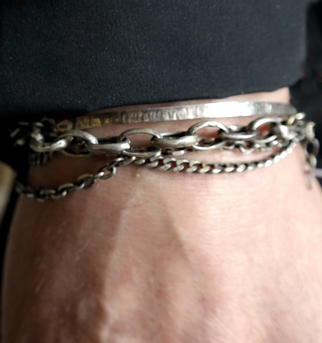 Bold Men's Sterling Silver Bracelet, Handmade Multi Strand Bracelet ...