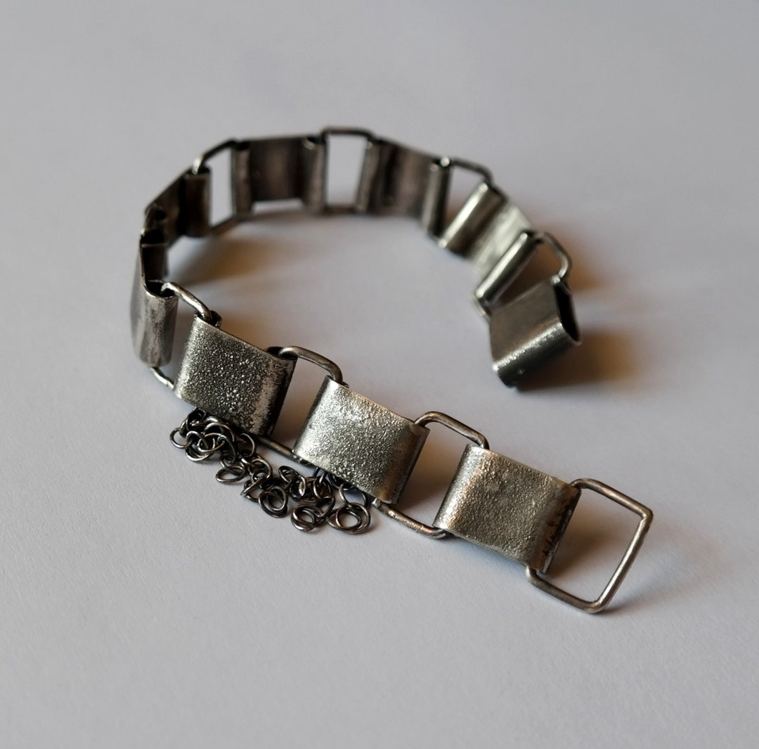Wide Sterling Silver Bracelet, Handmade Thick Bracelet, Statement ...