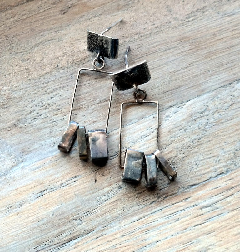 Rustic Silver Dangle Earrings Handmade Jewelry Raw Silver - Etsy Israel