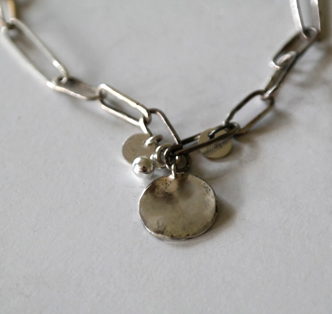 Handmade Sterling Silver Necklace Circle Charm, Rustic Necklace Organic ...