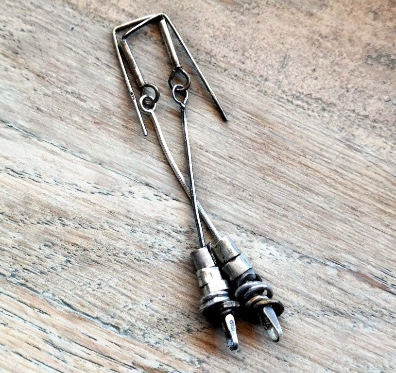 Long Silver Earrings, Unique Sterling Silver Jewelry, Dangle Earrings ...