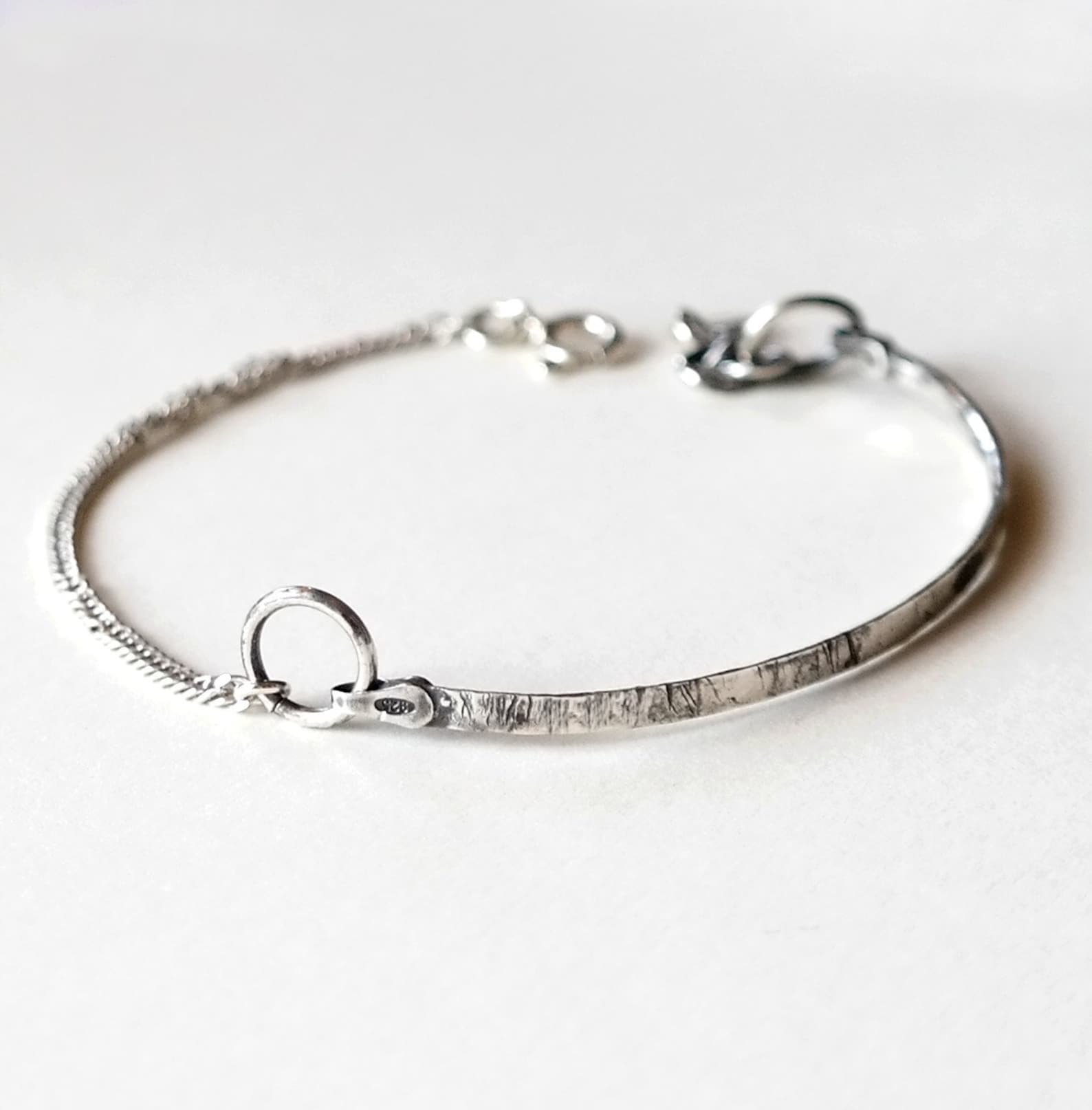 Handmade Sterling Silver Bracelet, 925 Silver Jewelry, Hammered Silver ...