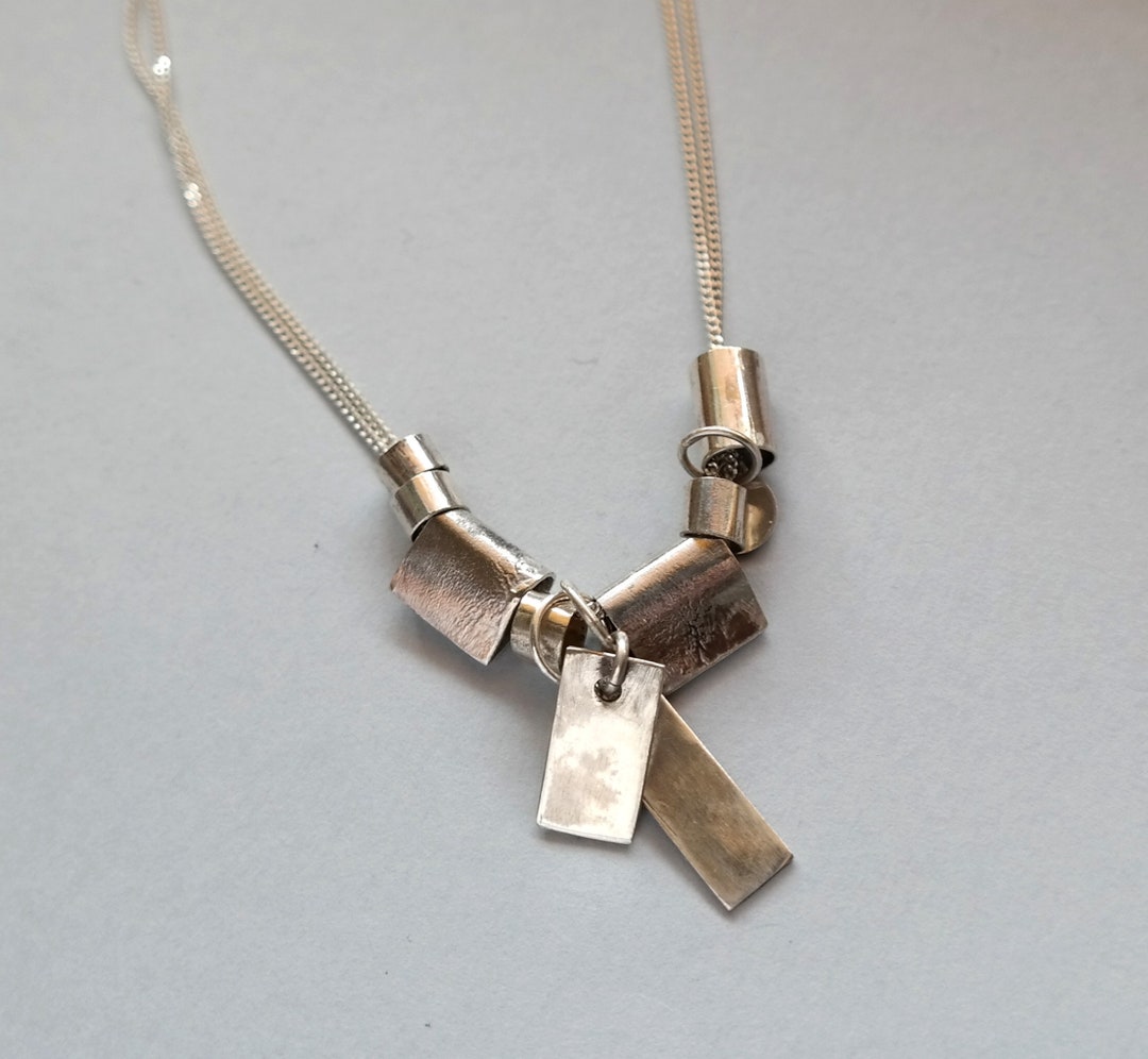 Handmade Silver Charms, Sterling Silver Necklace, Raw Silver Link ...