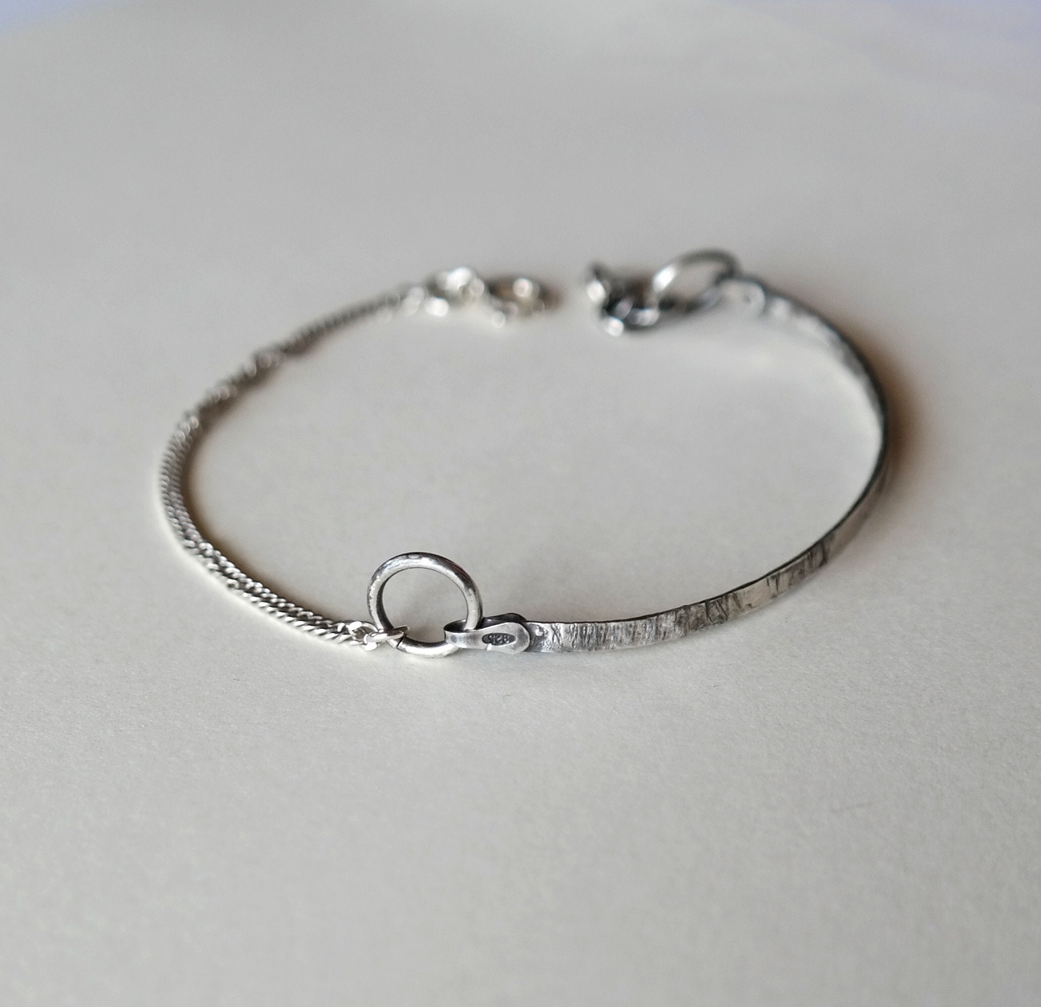 Handmade Sterling Silver Bracelet, 925 Silver Jewelry, Hammered Silver ...