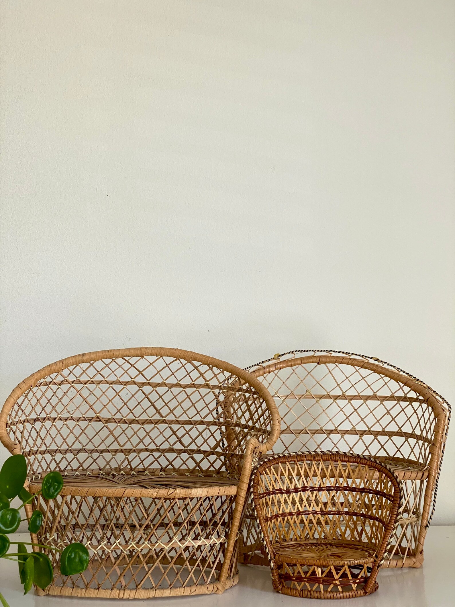 Wicker Couch Chair Planter / Peacock Chair Planter / Mini Peacock Chair ...