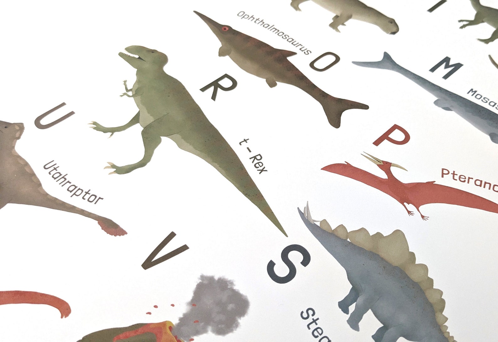 Dinosaurus Alphabet Adventure, Prehistoric ABC Poster 40x60cm ...