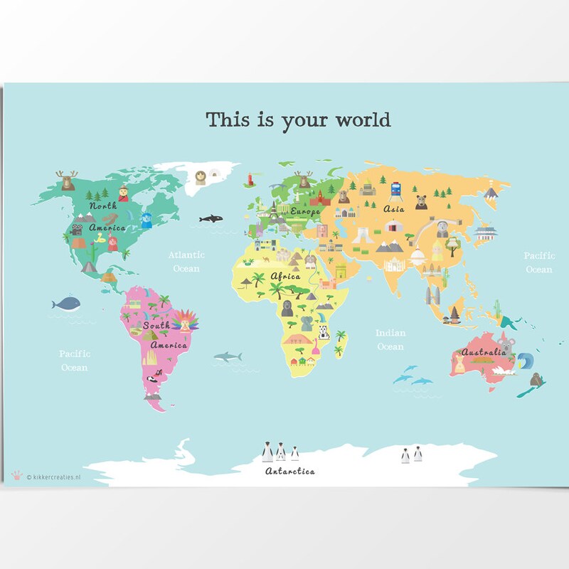Kids World Map - Etsy