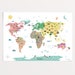 Animal World Map Poster, Kids Print Art, Children's Map, Nursery Wall ...