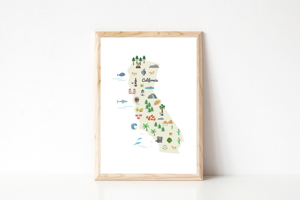 Printable California State Map, California Print, California Wall Art ...
