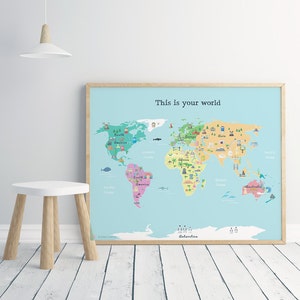Kids World Map Poster: Educational Nursery Decor (digital Download) - Etsy