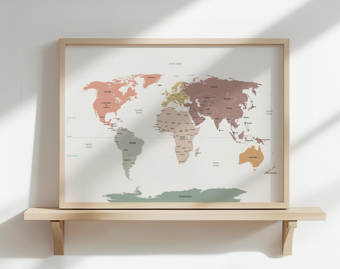 Artistic World Map Poster | Travel Decor, Home Office Art, Educational ...