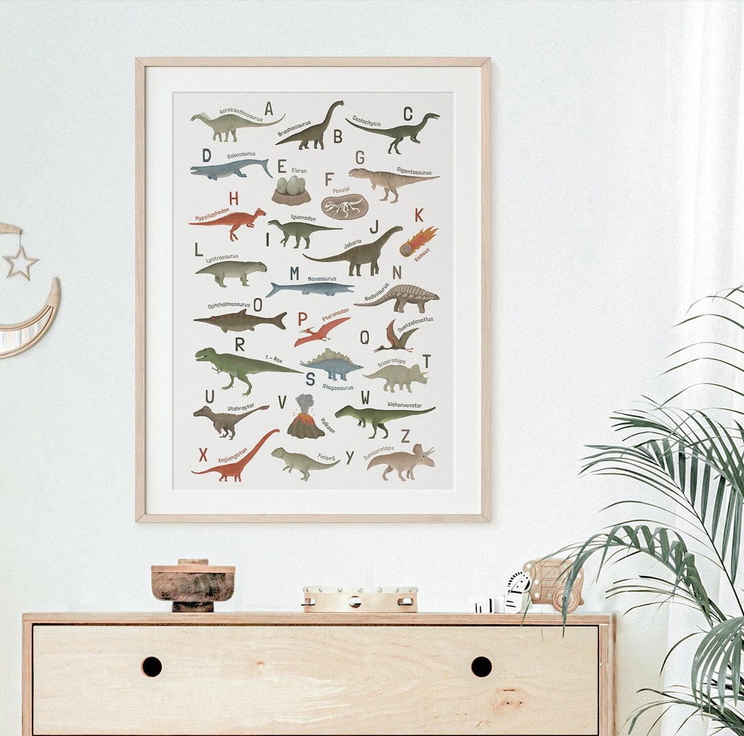 Dinosaurus Alphabet Adventure, Prehistoric ABC Poster 40x60cm ...
