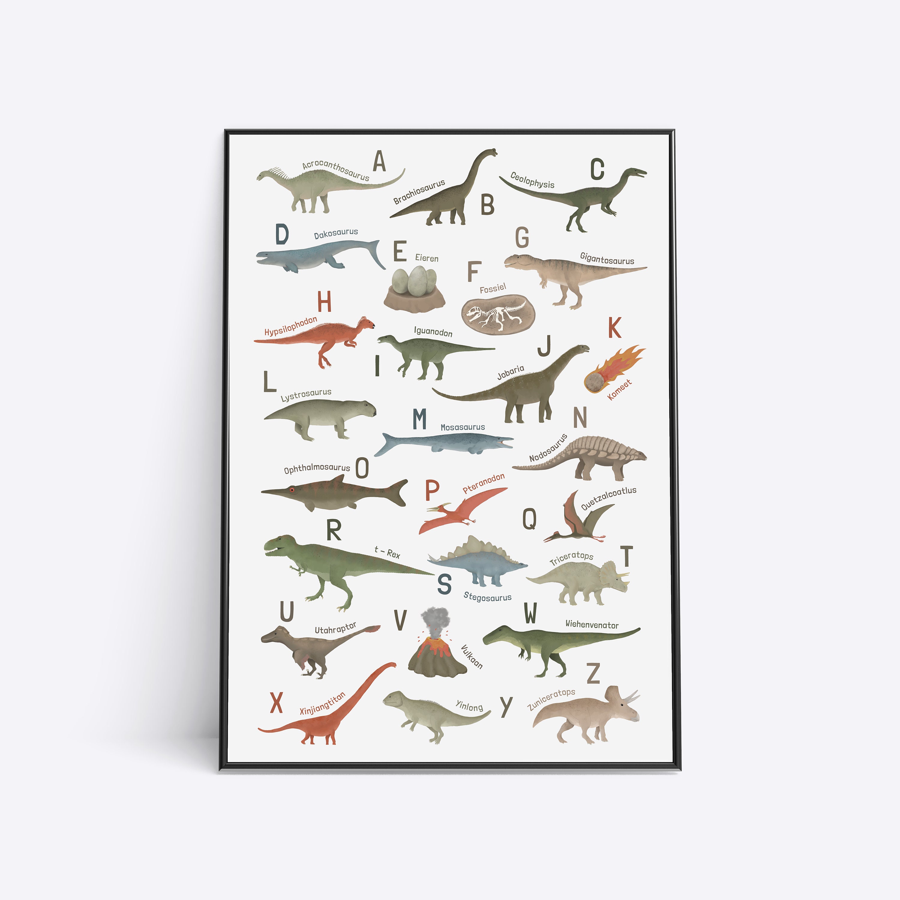 Dinosaurus Alphabet Adventure, Prehistoric ABC Poster 40x60cm ...