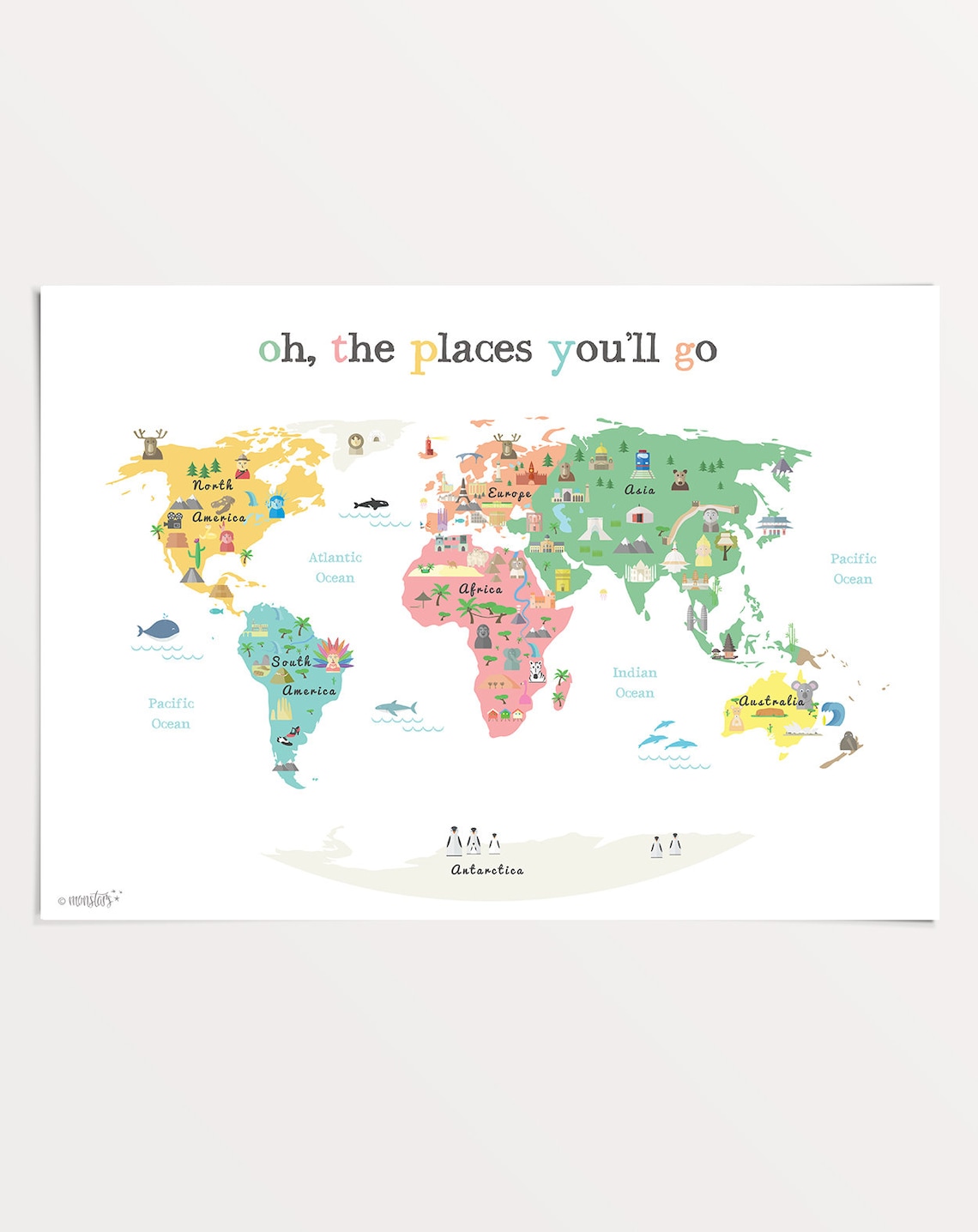 Printable World Map Poster for Kids Room Digital Prints - Etsy